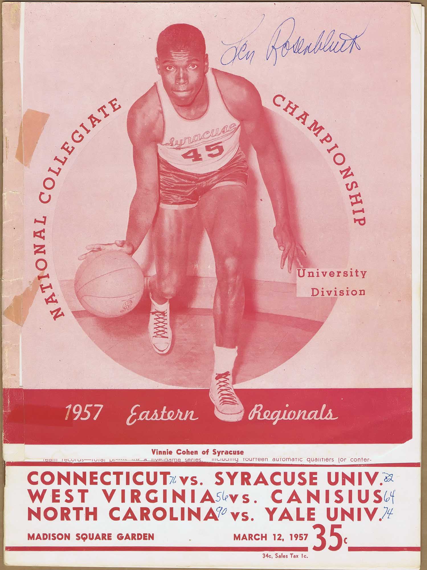 1957-03-12 – Yale : UNC Sports Archives